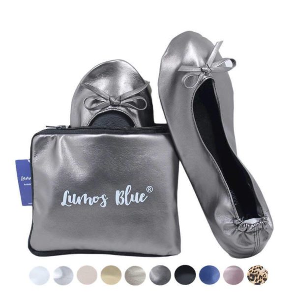 Womens Foldable Flats Travel Ballet Flats Shoes with Heels Carrying Bag ...