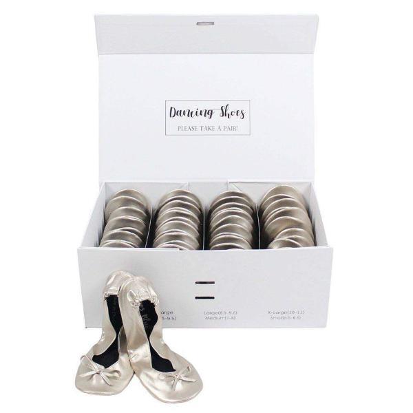 Wedding Flats Ivory | 24 Pairs Foldable Shoes for Guests